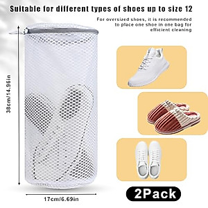 Giantree 2 Pack Shoe Washing Machine Bags, Honeycomb Mesh Shoe Laundry Bag with Zipper 360° Wrap-around Cleaning for Sneakers Running Shoes, Mesh Laundry Bags for Delicates for Sock Lingeries Clothes