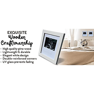 Green Pollywog | Sonogram Picture Frame | White Frame | Ultrasound Frame | Pregnancy Gifts for First Time Moms | Baby Ultrasound Picture Frame | Gifts for Parents/Grandparents | Nursery Decor