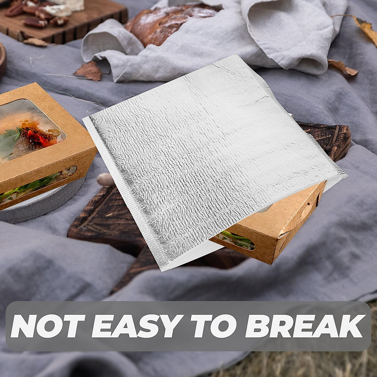 BESTonZON 50Pcs Reusable Insulation Bags Thermal Box Liners Metalized Box Liners Lunch Food Box Shopping Bag Insulation Lining Insulation Package 20cm