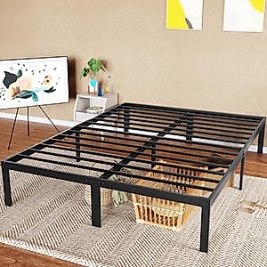 NEWBULIG 14 inch Queen Size Bed Frame, Heavy Duty Platform Bed Frames with Under Bed Storage Space Easy Assembly, No Box Spring Needed, Sturdy Steel Slat Support