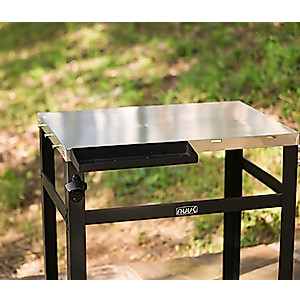 NUUK Double-Shelf Rolling Outdoor Dining Cart Table, 20" x 30" Stainless Steel Commercial Multifunctional Kitchen Food Prep Worktable on Wheels w/Adjustable Storage Tray & Waterproof Protective Cover