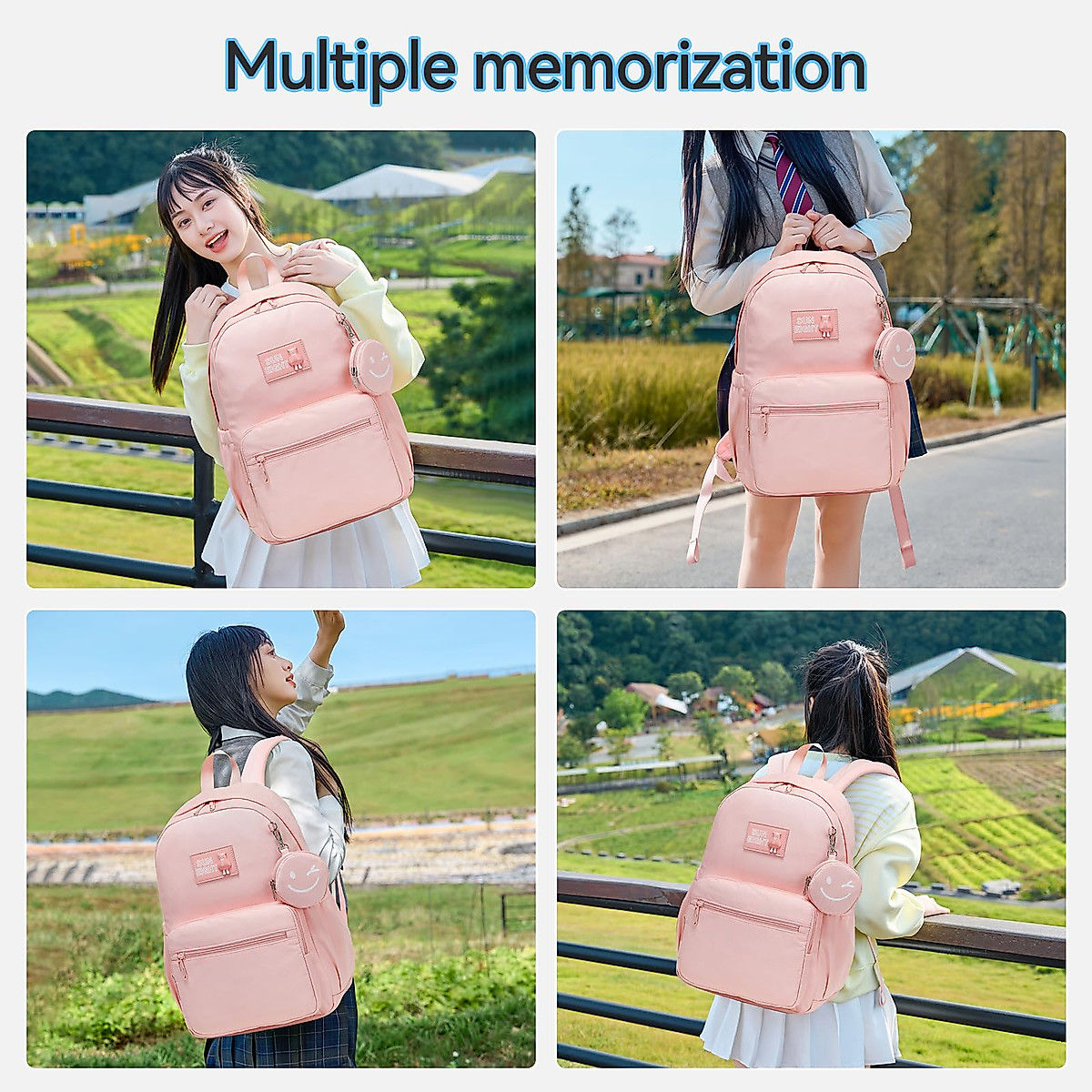 Reqinqin Kids Backpack for Girls Waterproof Large Space School Backpack Suitable for Age Over 5 years old Ultralight Pink Travel Toddler Backpack（Pink）