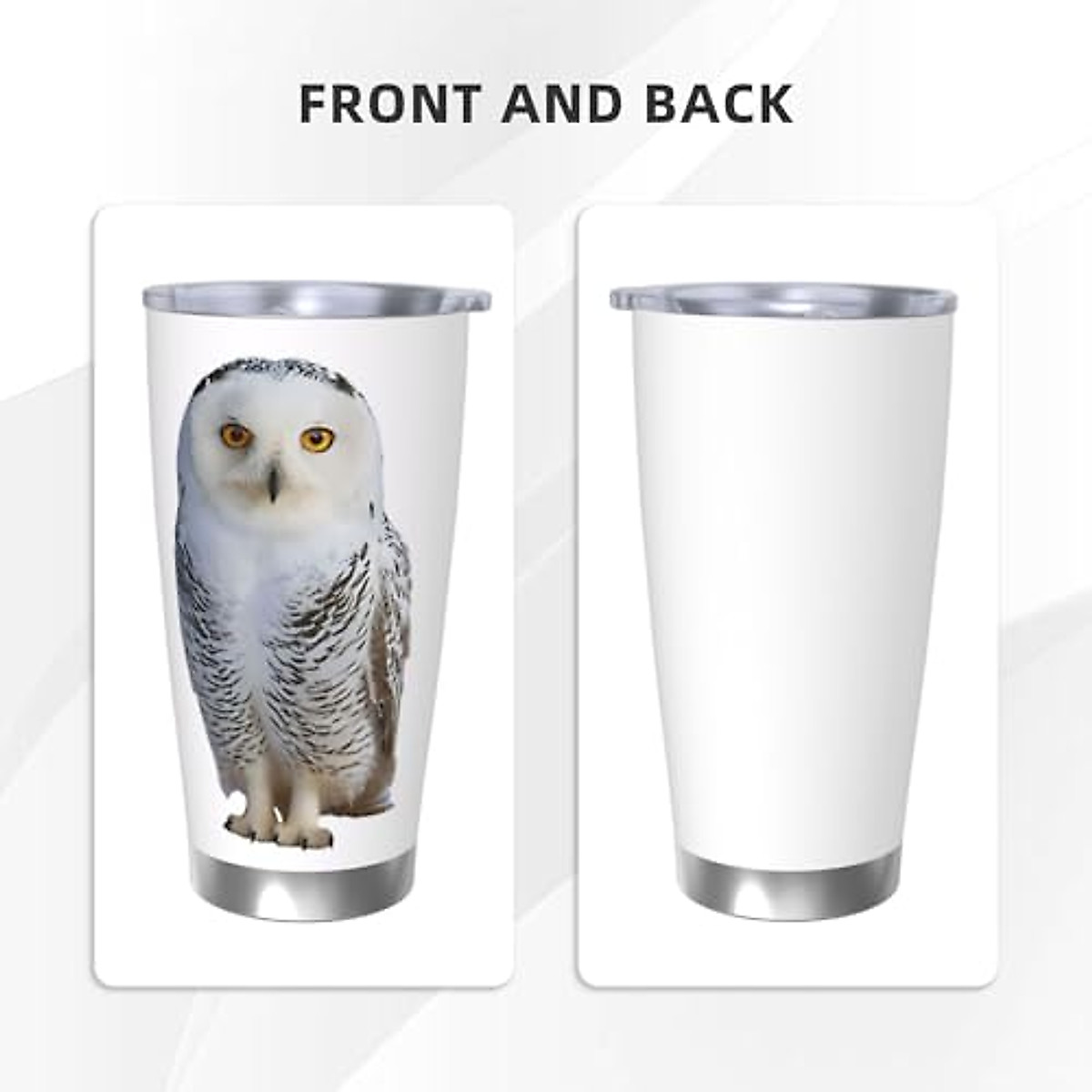 jshmgchw 3d Owl 20oz Tumbler, Car Cup With Lid And Straw, Spill-Proof, Stainless Steel Double Wall Vacuum Insulated Reusable Coffee Travel Mug, For Cold Drinks, Hot Beverage
