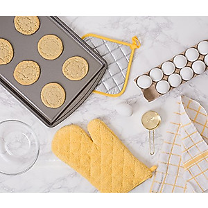 DII Basic Terry Collection 100% Cotton Quilted, Oven Mitt, Yellow, 2 Piece