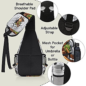 Cute Giraffe Sling Bag Crossbody Sling Backpack Water Resistant Shoulder Bag Outdoor Travel Hiking Chest Bag Daypack for Women Men Unisex