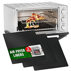 Toaster Oven Liners Reusable for Ninja Air Fryer Bottom Heat Resistant Mat 3 Pack, Compatible with Cuisinart Air Fryer Toaster Oven 12"x12" Airfryer Liner, Heavy Duty Nonstick Square Air-Fryer Mats