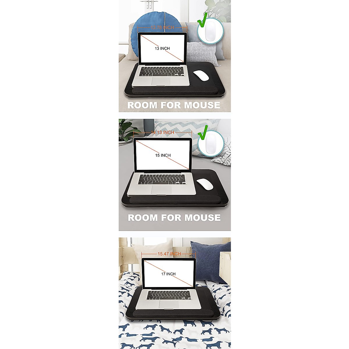 Prestige Import Group Portable Lap Desk with Built-in Mouse Pad, Wrist Pad, Tablet Holder, Cushioned Bottom in Black Oak - Fits up to 17" Laptops
