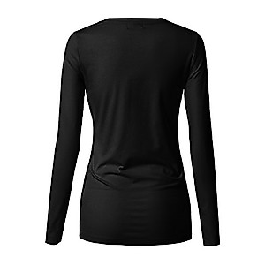 H2H Casual T-Shirts for Women - V Neck Long Sleeve Black US M/Asia M (CWTTL0250)