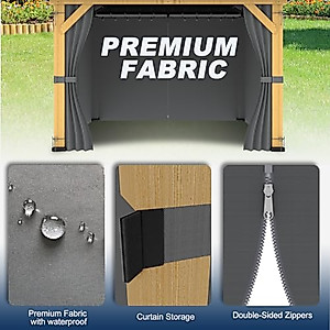 10-ft x 12-ft Gazebo Curtains,Privacy Replacement Sidewall 4-Panel Universal Shade Curtains Set,Protecting Side Walls (Only Curtain)-Grey
