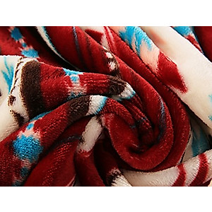 All American Collection Super Soft Ultra Comfort Plush Microfiber Solid Throw Blanket for Couch Home Bedroom Living Room (King, Beverly Burgundy Southwest)