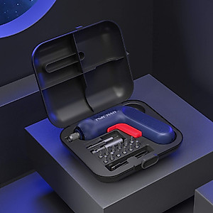 Fanttik Cordless Screwdriver Kit (NEX L1 Pro Blue), 14pcs, Digital Screen, Li-ion 2000mAh 6 Gears 0.5-6 Nm Rechargeable Electric Screwdriver Set 3.6V with USB Cable, Front LED, and Accessories Kits