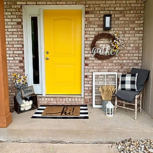 NANTA Cotton Buffalo Plaid Rug 27.5 x 43 Inches Washable Black and White Buffalo Check Rug for Layered Door Mat Indoor Outdoor