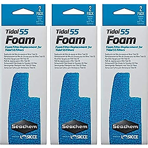 Seachem Laboratories Tidal 55 Foam Filters, 2 Filters Per Pack (6 Pack)