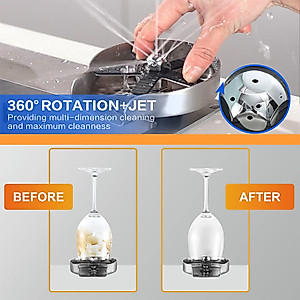 Stainless Steel Glass Rinser, With 360° Rotating Sink Bottle Washer, For Glass Rinser for Kitchen Sink, Kitchen Sink Accessories, Metal Cup Washer, Brushed Stainless…