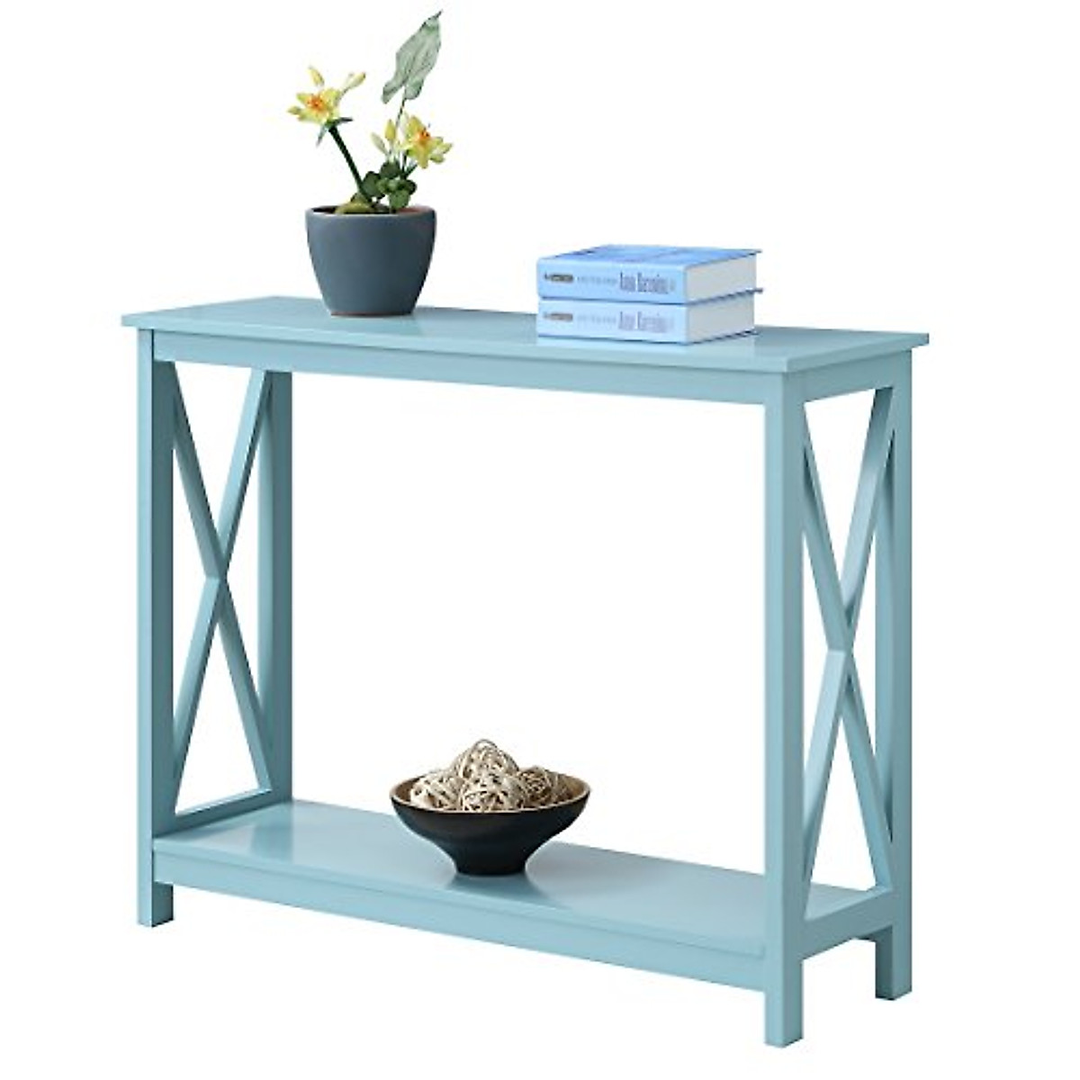 Convenience Concepts Oxford Console Table with Shelf, Sea Foam Blue