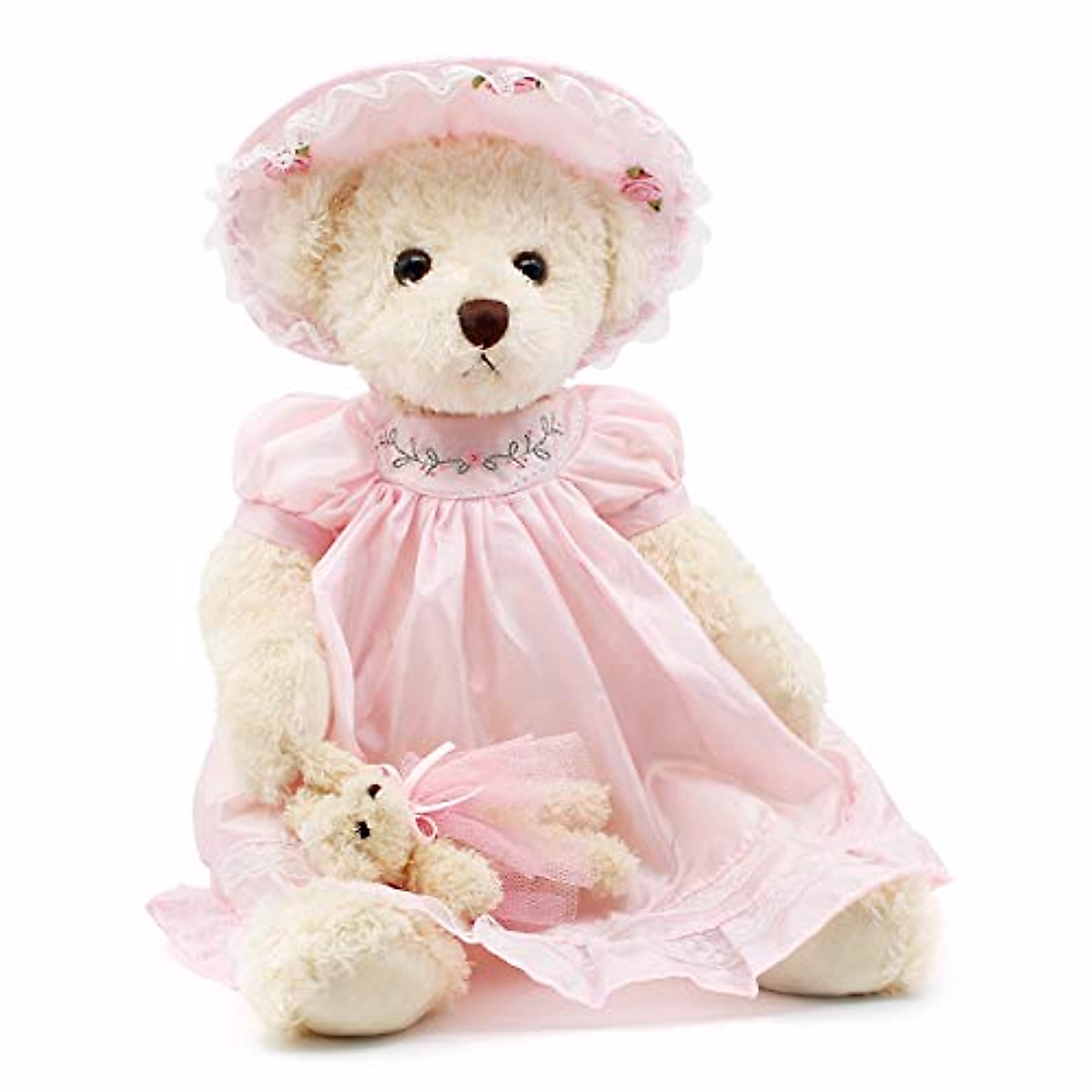oitscute Teddy Bears Baby Cute Soft Plush Stuffed Animal Toy for Girl Women 16" (Pink Lace)