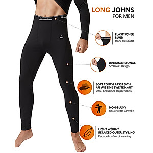 CL convallaria Long Underwear Mens Thermal Underwear Set Winter Hunting Gear Sport Long Johns for Men Base Layer Top and Bottom Midweight Black X-Large