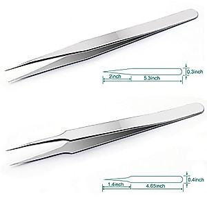 6PCS Precision Tweezers Set, Premium Anti-Static Stainless Steel ESD Tweezers Set Kit for Electronics, Sodlering, Jewelry, Craft, Laboratory Work, DIY