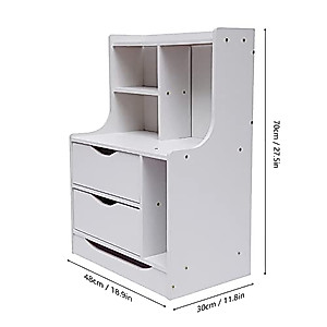 XUANIIIL White Nightstand, Mid-Centry Modern Bedside End Table with 2 Drawers, Easy Assembly Wood Sofa Side Table Storage Cabinet for Living Room, Bedroom