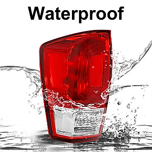 ALZIRIA Left Rear Tail Light Fit For 16 17 18 19 20 21 22 Tacoma 2016 2017 2018 2019 2020 2021 2022 Toyota Tacoma Pickup Brake Lamp Driver Side (Red Lights Chrome Trim - L)