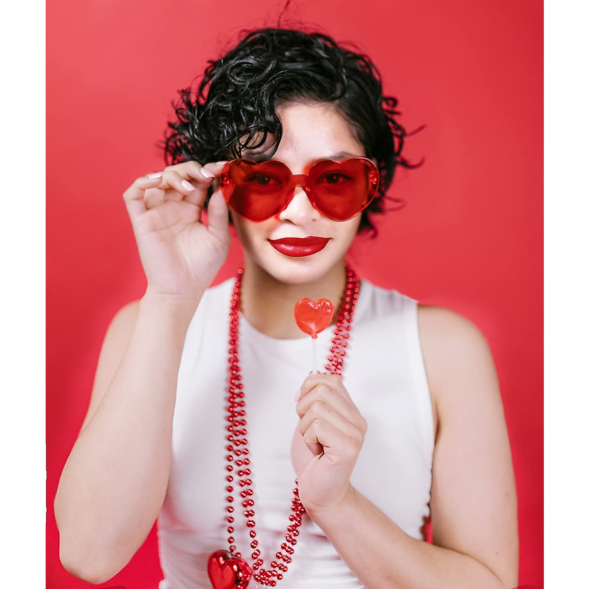 LIULIUBTY Heart Shaped Rimless Sunglasses, Bachelorette Party Cool Sunglasses 12 Pack, Colorful Plastic Funky Sunglasses Party Favors (Mixed Colors)