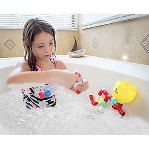 Mighty Bee Bath Toys Expansion Set: Building Toys for Shower or Bath Time. 31 Piece Pipes N Valves Set, Top STEM Learning Toys for Kids Ages 4-8, All the Fun of a Water Table, with Super Suction Cups!