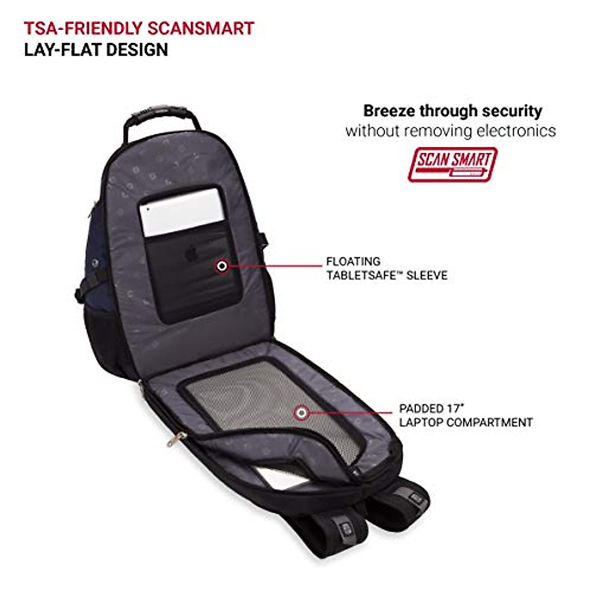 SwissGear 1900 Scansmart TSA 17-Inch Laptop Backpack, Blue/Black