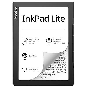 PocketBook InkPad Lite | E-Book Reader with Large E-Ink Screen 9.7ʺ | Glare-Free & Eye-Friendly E-Reader | Wi-Fi | Adjustable SMARTlight | Micro-SD Slot | E-Readers for Kids, Adults & Seniors