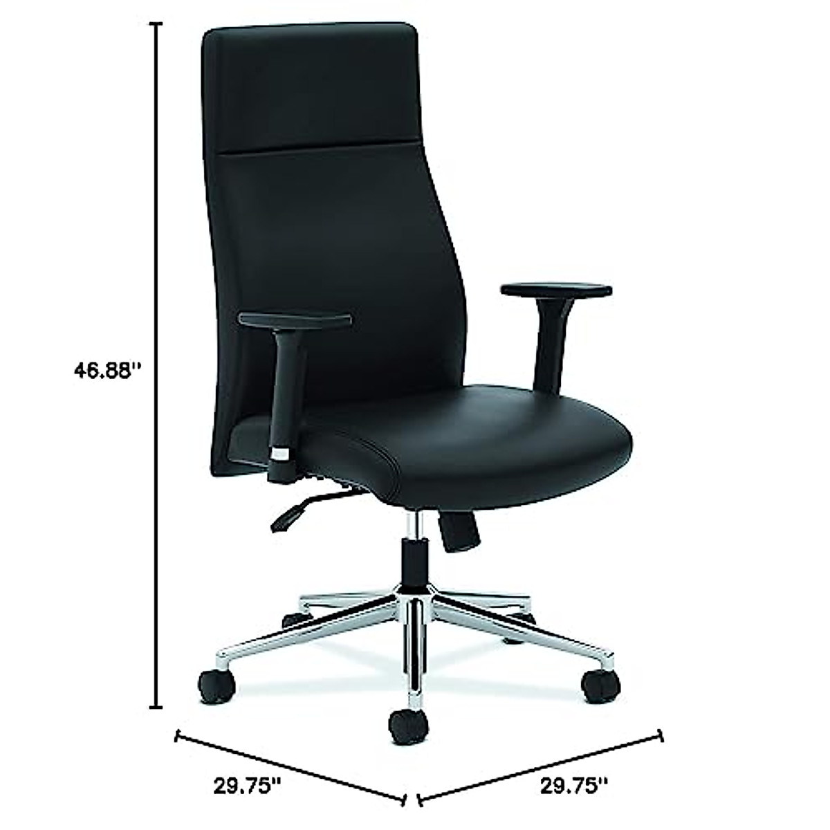 HON Define Executive Leather Chair - High-Back Office Chair for Computer Desk, Black (HVL108)