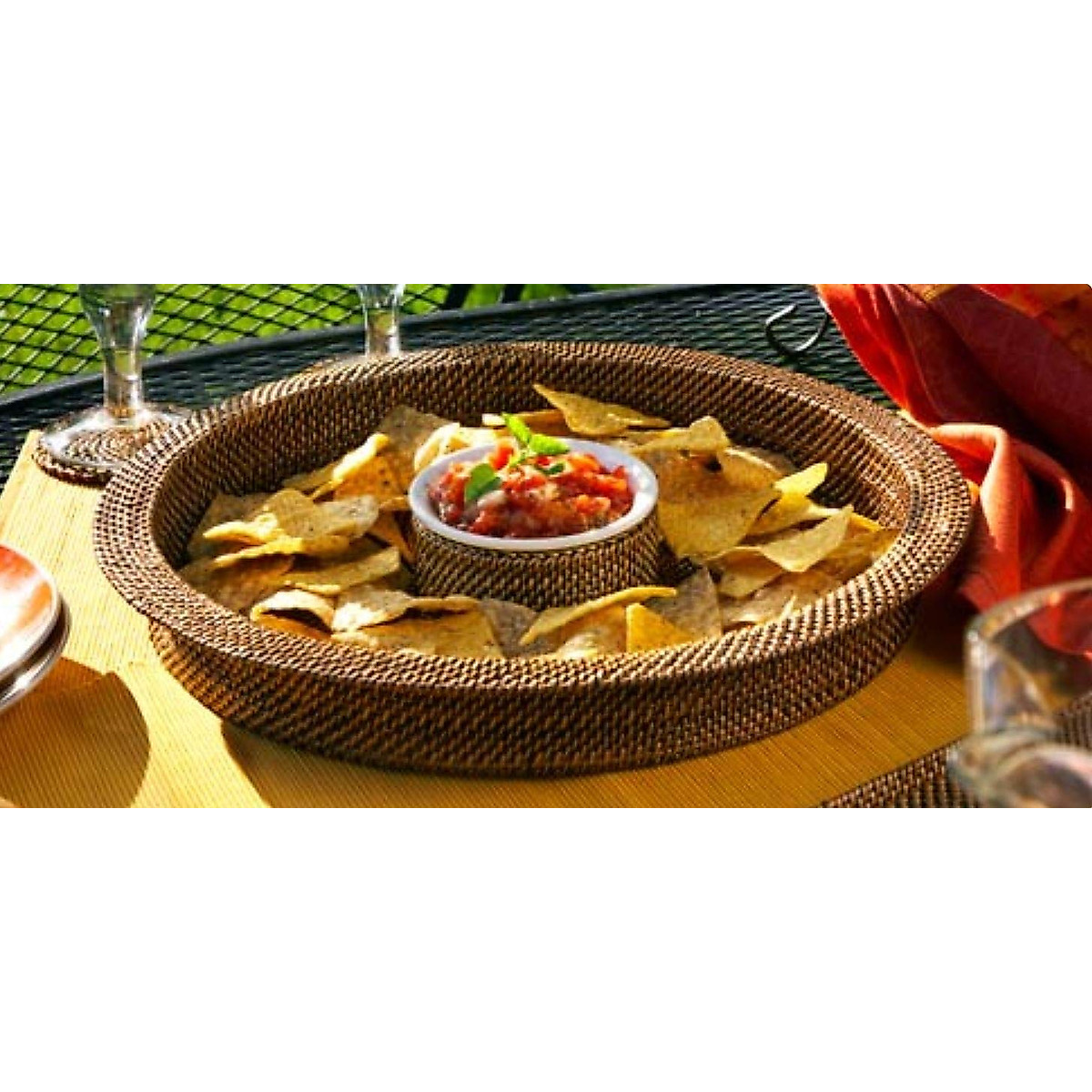 Calaisio, Large 16" Chip & Dip Serving Tray with Removable Glass Insert