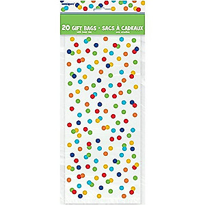 Unique Rainbow Mini Polka Dot Cellophane Bags, 11" x 5", Multicolor