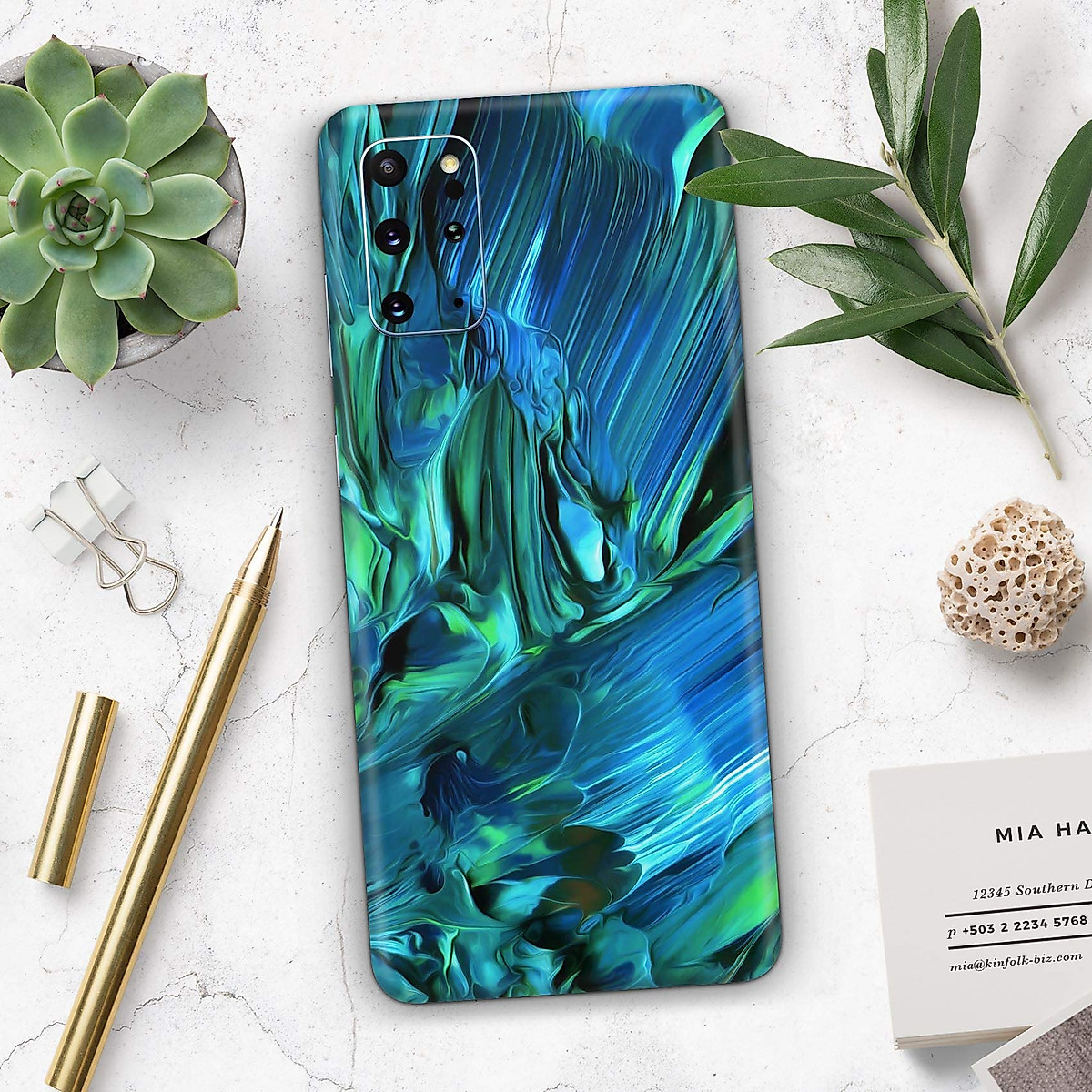 DesignSkinz Blurred Abstract Flow V8 Protective Vinyl Decal Wrap Skin Cover Compatible with The Samsung Galaxy S20 (Screen Trim & Back Glass Skin)