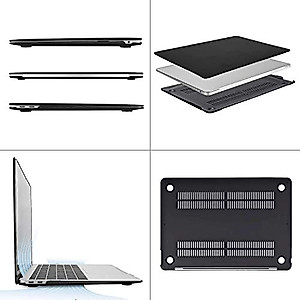 MOSISO Compatible with MacBook Air 13 inch Case 2022 2021 2020 2019 2018 Release A2337 M1 A2179 A1932 Retina Display with Touch ID, Plastic Hard Shell Case & Keyboard Cover Skin, Black