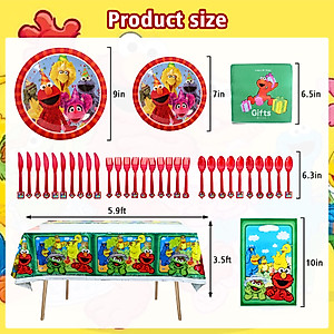 81 Pcs Cartoon Street Birthday Party Supplies Include Knife, Fork, Spoon, Plates, Napkin, Goodie Bags and Table Cloth for Boys Girls Baby Shower Birthday Decorations