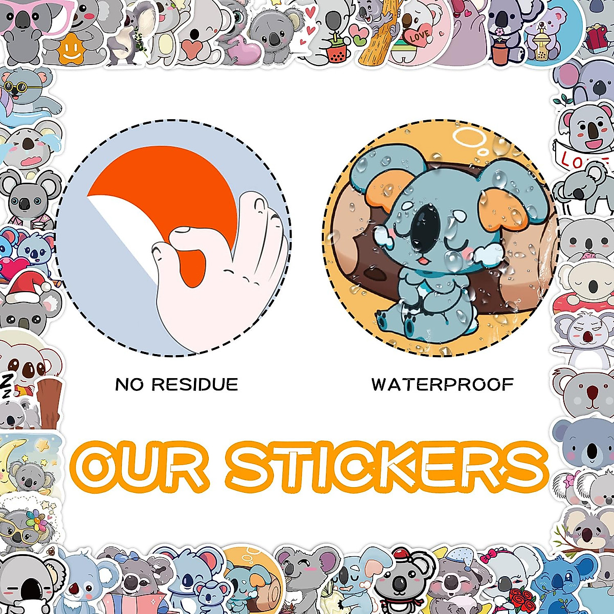 Koala Stickers 100PCS Cute Animal Stickers Waterproof Vinyl Decals for Water Bottles Bicycle Laptop Computer Luggage Kids Teens Boys Girls Koala Bear Gifts