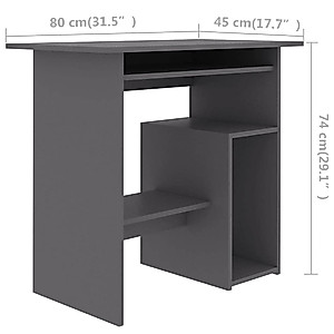 Youuihom Computer Desks, Country Style Office Desk, Desk for Study, Bedroom, Living Room, Office, Gray 31.5"x17.7"x29.1" Engineered Wood