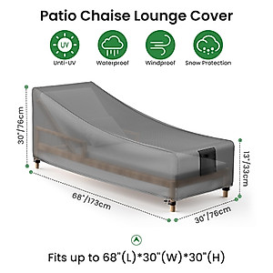 Mrrihand Chaise Lounge Cover, Patio Furniture Covers, Patio Lounge Chair Cover Waterproof and UV Resistant, Oxford Heavy Duty Outdoor Furniture Covers with Air Vent 2 Pack - 68L x 30W x 30H inch