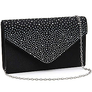 Milisente Evening Bag for Women, Glitter Rhinestone Wedding Evening Purse Crystal Envelope Crossbody Shoulder Clutch Bags (Black)