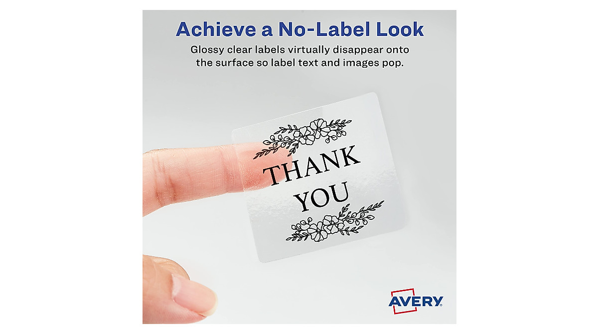 Avery 2"x2" Glossy Crystal Clear Printable Labels | 120 Ct