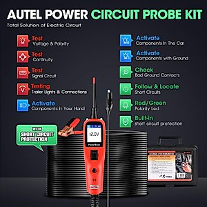 Autel PowerScan Automotive Circuit Tester, Power Circuit Probe Tool, 12-24V Electrical Short Open Breaker Circuit Finder, AC/DC Current Resistance, Duty Cycle, & 20FT Extension Cord, for 99% Cars