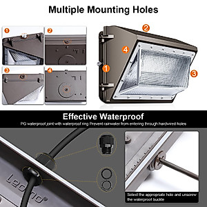 LEDMO LED Wall Pack Light 120W Dusk-to-Dawn Photocell 15840LM 5000K Outdoor Security Flood Light 840W HPS/HID Equivalent Commercial and Industrial Wall Light for Buildings Warehouses Garage Yard