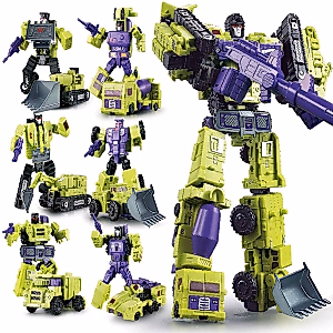 SU KE DA GT Engineering Green Alloy Combiner 6 in 1 Construction Vehicles into Car Truck Bucket Loader Model for Boys & Girls 25cm, SU KE DA-002