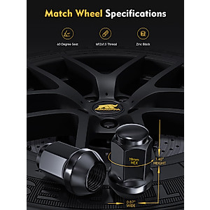 MIKKUPPA 24pcs M12x1.5 Lug Nuts - Replacement for 1984-2022 Toyota 4Runner, 1995-2021 Tacoma, 2000-2006 Tundra Aftermarket Wheel - Black Closed End Lug Nuts