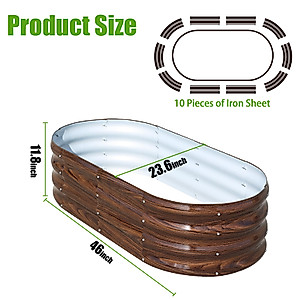 SnugNiture Galvanized Raised Garden Bed Outdoor, 2 Pcs 4x2x1ft Oval Metal Planter Box for Planting Plants Vegetables, Brown