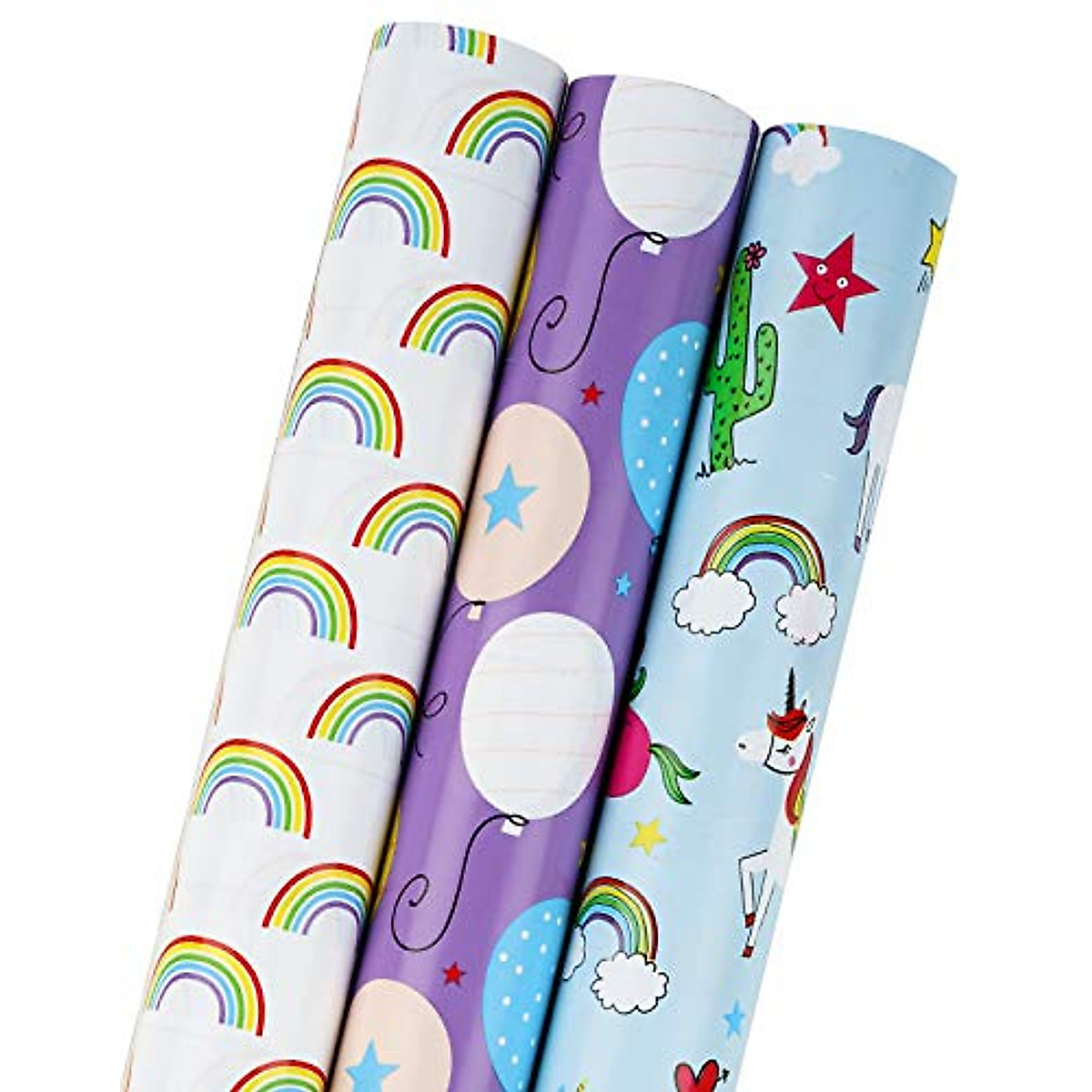 MAYPLUSS Birthday Wrapping Paper Roll - Mini Roll - 17 inch X 120 inch Per roll - Unicorn Design (42.3 sq.ft.ttl)