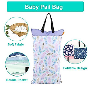 Cloth Diaper Bag, Diaper Storage Bag Beautiful Large Pockets Double Zipper for Nappy for Travel(EF160)