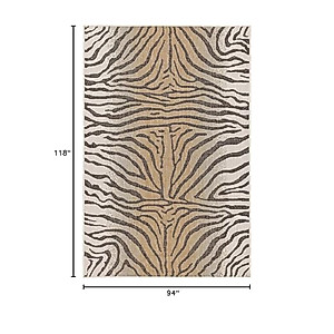 Liora Manne CARMEL Indoor/Outdoor Power Loomed Synthetic Blend Low Profile Area Rug - Transitional Graphic Casual Nature Animal Print (Zebra Sand) (7'10" x 9'10")