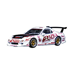 Vertex RX-7 FD3S White with Graphics RHD (Right Hand Drive) A'Pex D1 Project Global64 Series 1/64 Diecast Model Car by Tarmac Works T64G-TL022-AP