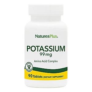 Nature’s Plus Potassium 99 mg, 90 Tablets - Supports Healthy Electrolyte Balance & Overall Well-Being - Gluten Free, Vegetarian - 90 Servings