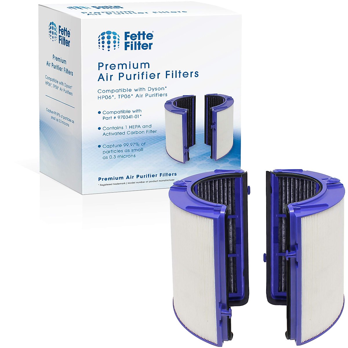 Fette Filter - Premium Air Purifier Filter Replacement Compatible with Dyson HP06, HP09, TP06, TP09, PH01, PH02, PH03, PH04, HP07, TP07 (Part No.970341-01 & 965432-01) - Pack of 1